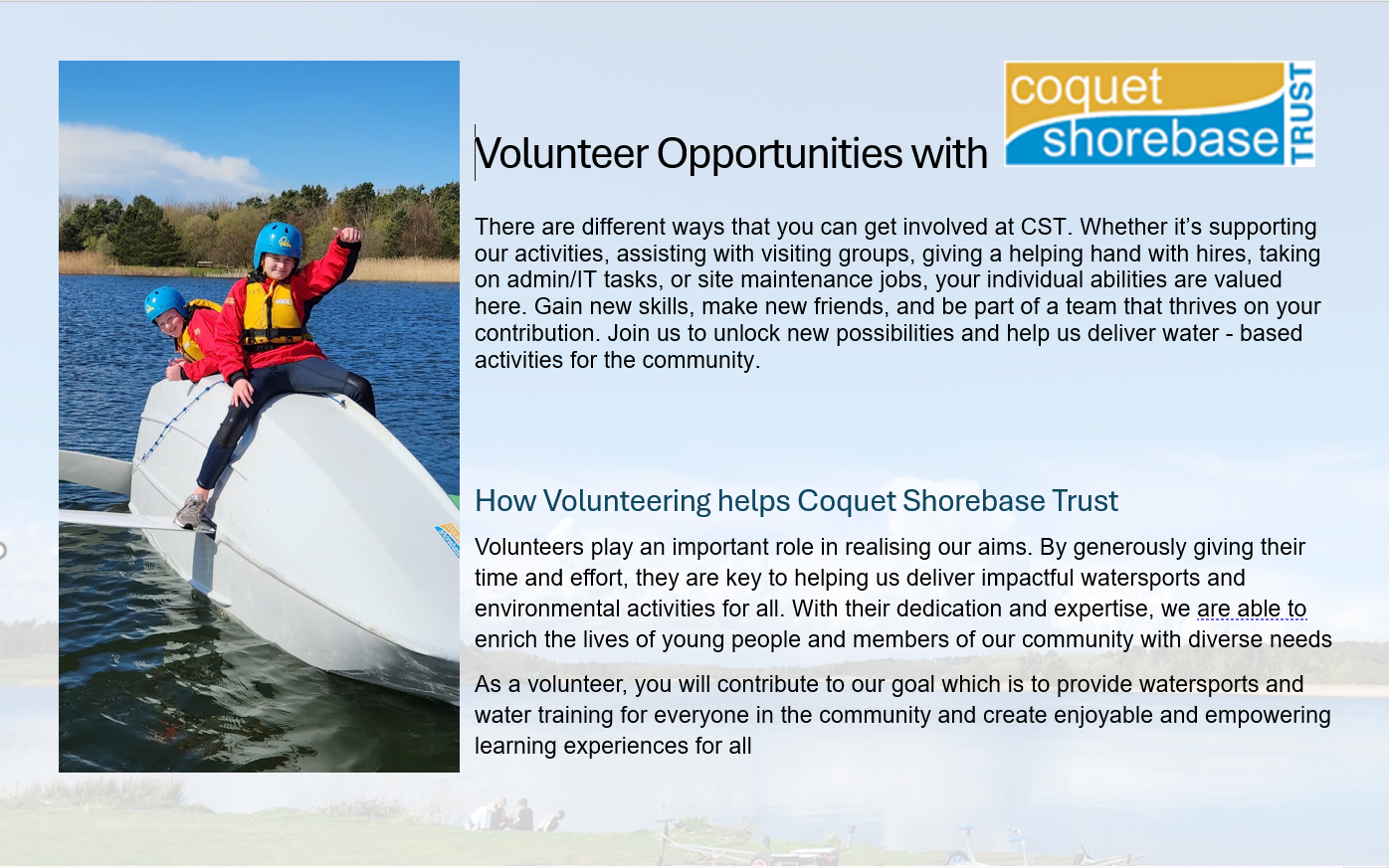 Volunteering with Coquet Shorebase Trust - Coquet Shorebase Trust